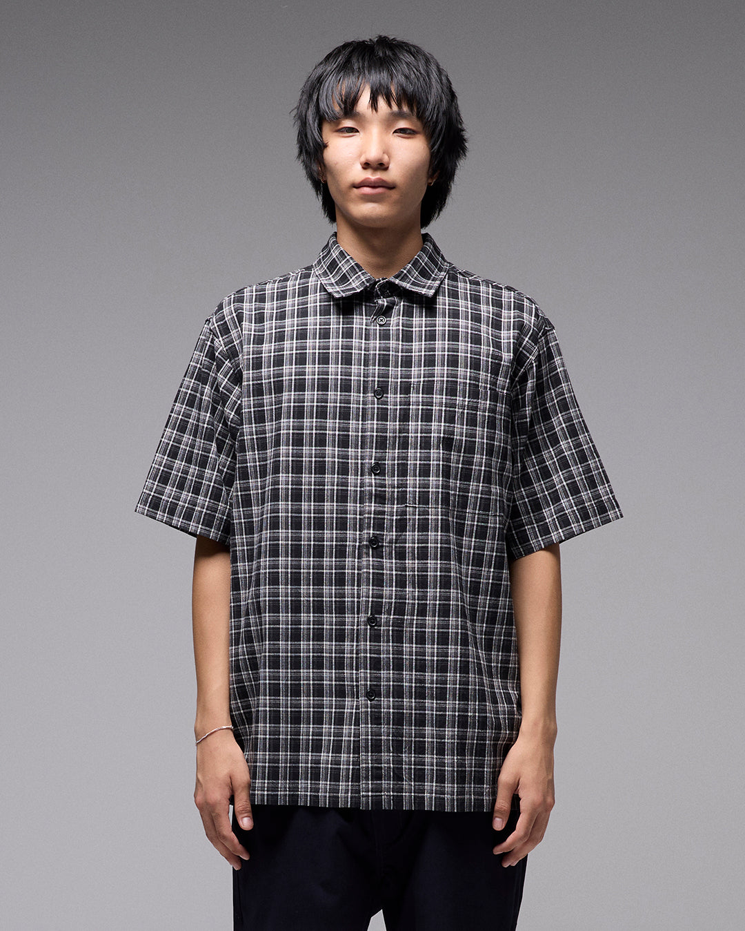 Former Vivian Praise Check Short Sleeve Shirt - Black – Wally